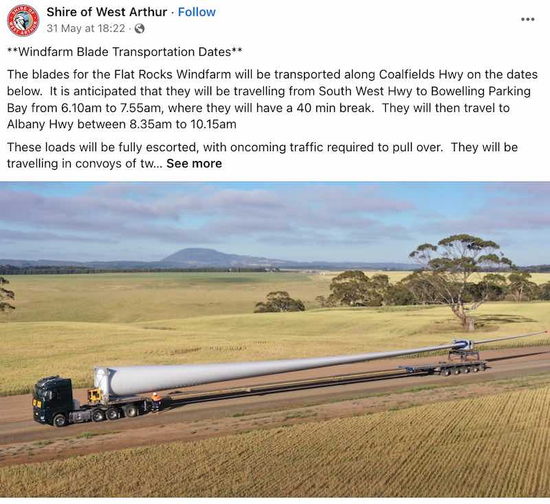 Concrete poured at Flat Rocks wind farm as turbine parts hit the road ...
