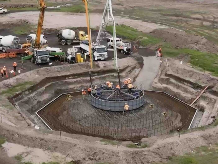 First turbine goes up at Australia's largest wind farm, foundations ...